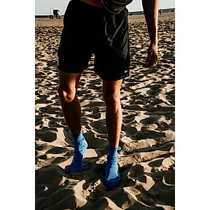 FUN TOES 2 Pairs Beach Socks for Volleyball Soccer, Camping, Rafting, Diving and all sand sports (US, Alpha, X-Large, Regular, Regular, Black-Blue)