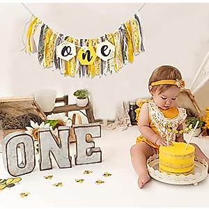 Bee Theme High Chair Banner for 1st Birthday - Happy 1st Bee Day Birthday Banner, First Birthday Decoration for Boys and Girls, Bumble Bee Themed Birthday Party Decoration