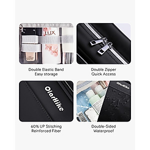 OlarHike Travel Toiletry Hanging Bag Waterproof Bags, Makeup, Toiletries, Jewelry, Travel Essentials 3 in 1 Packing Organizers, Travel-Sized Container, Large Capacity for Men Women (Black)