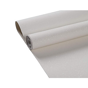 Picheng Shiny Glitter Faux Leather Sheets PU Faux Leather Fabric Sheet Canvas Back for Craft DIY Handmade Jewelry Earrings,Bows,Shoes 8.2''x53''(21x135cm)(White)