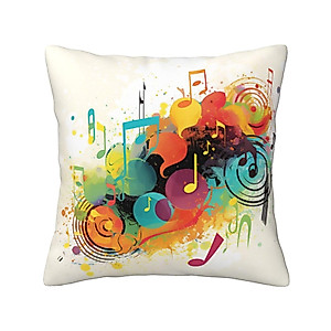 OUSIKA Abstract Music Themed Throw Pillow Covers Super Soft Morden Decorative Pillowcases Square Cozy Cushion Covers for Sofa Couch Bed Home Decor 16"X16"