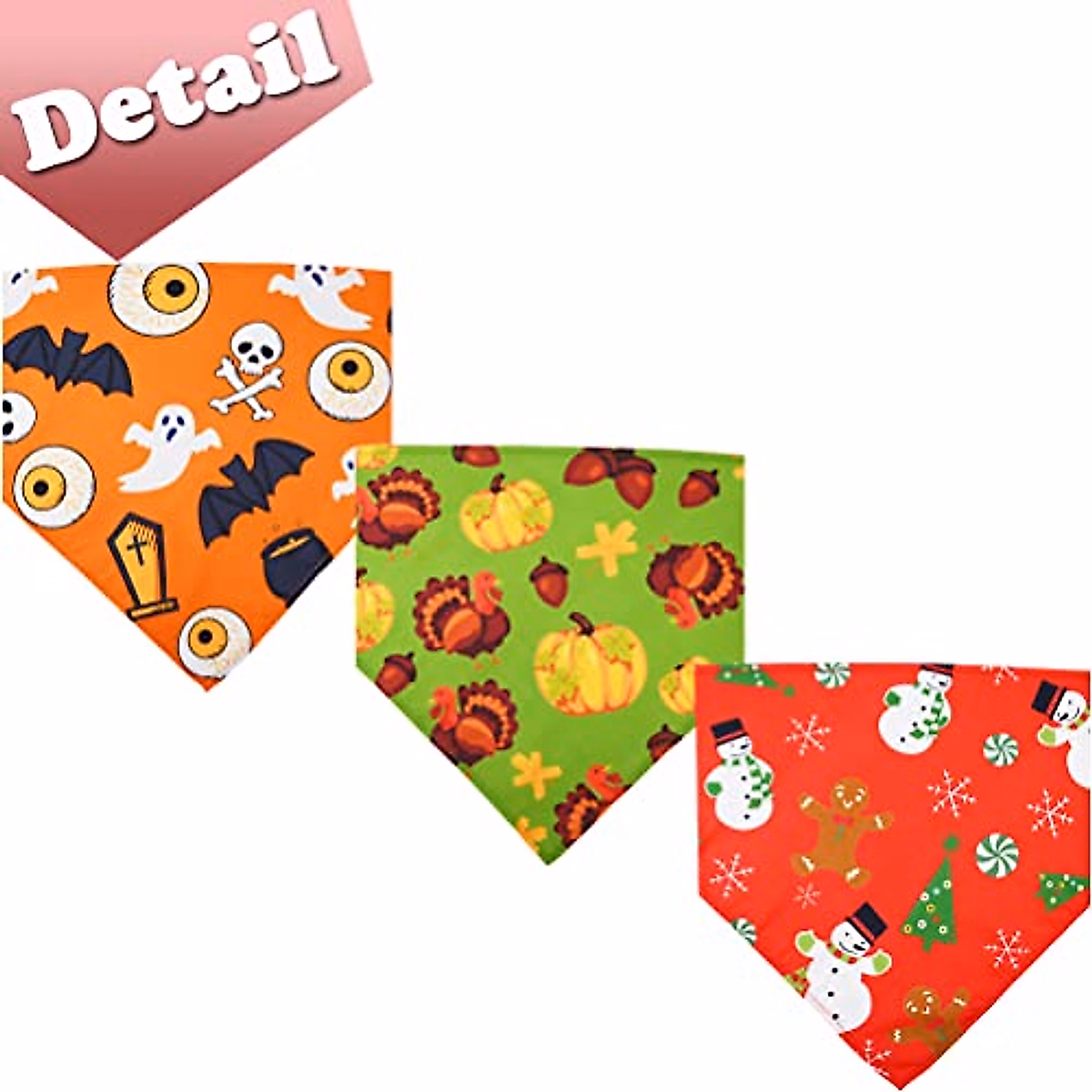3 Pack Halloween Thanksgiving Christmas Dog Bandana Christmas Triangle Bibs Dog Scarfs Soft Comfortable Washable with Charming Patterns