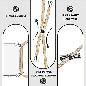 YESPURE for iPhone 13 Mini Clear Case with Adjustable Lanyard Neck Strap,Crossbody Phone Case for iPhone 13 Mini,Transparent Soft TPU Anti-Yellowing Shockproof Protective Cover 5.4 inch - Beige