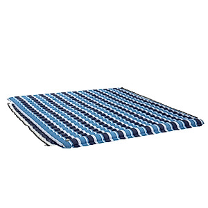 Aqua Ultimate Floating Water Mat – Heavy Duty Floating Island Pad with Expandable Zippers – Navy/White Stripe
