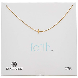Dogeared "Faith" 14k Gold Dipped Silver Sideways Cross Necklace, 16"+2" Extender