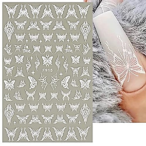 White Totem Nail Art Adhesive Sticker 3D Self-Adhesive Nail Decals Art Design Holographic Stars Moon Snake Nail Art Sticker Decoration for Women Manicure Tips Acrylic Nails DIY Nails Art Supplies