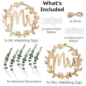 Forever Craft Bride and Groom Chair Signs - Mr and Mrs Sign, Mr and Mrs Chair Signs, Bride Chair Decor, Groom and Bride Chair Sign, Wedding Signs