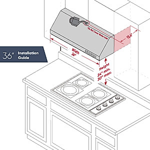 Pacific Trusteam Range Hood, 30''/36'' under cabinet, high-temperatur auto steam cleaning, Max 900CFM, LED light, responsive touch control, stainless steel housing (30')