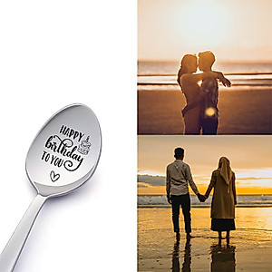 Birthday Gift Spoon for Women Men Happy Birthday to You Spoons for Daughter Brother Sister Best Friends Happy Birthday Gift for Dad Grandson Coffee Lovers Gifts