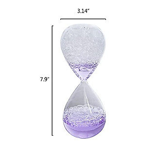 Handmade Timer Bubble Singing Dream Foam Crystal Hourglass Glass Craft for Lover Birthday Present 8 Inch 20 cm High -Purple