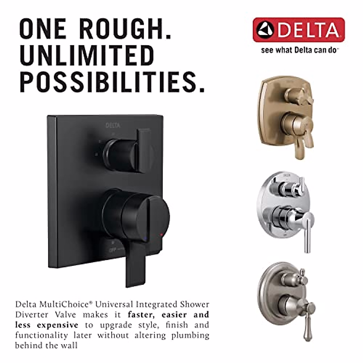 Delta Faucet R22000 MultiChoice Universal Valve 3-Setting 6-Setting Custom Shower Integrated Diverter Rough, Custom Shower Valve Kit, Brass Construction, R22000-WS (Screwdriver Stops Included)