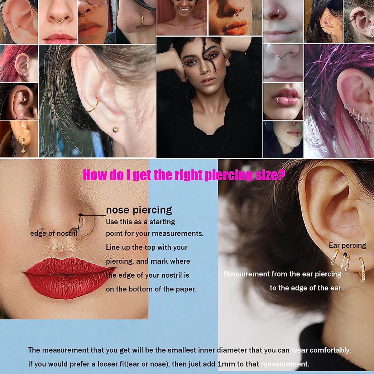 Lantine Septum Rings 316L Surgical Steel Septum Jewelry Nose Rings Hoops For Women Rook Daith Tragus Piercing Jewelry Hinged Cartilage Gold Hoop Earrings 16G