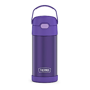 THERMOS FUNTAINER Water Bottle with Straw - 12 Ounce, Violet - Kids Stainless Steel Vacuum Insulated Water Bottle with Lid
