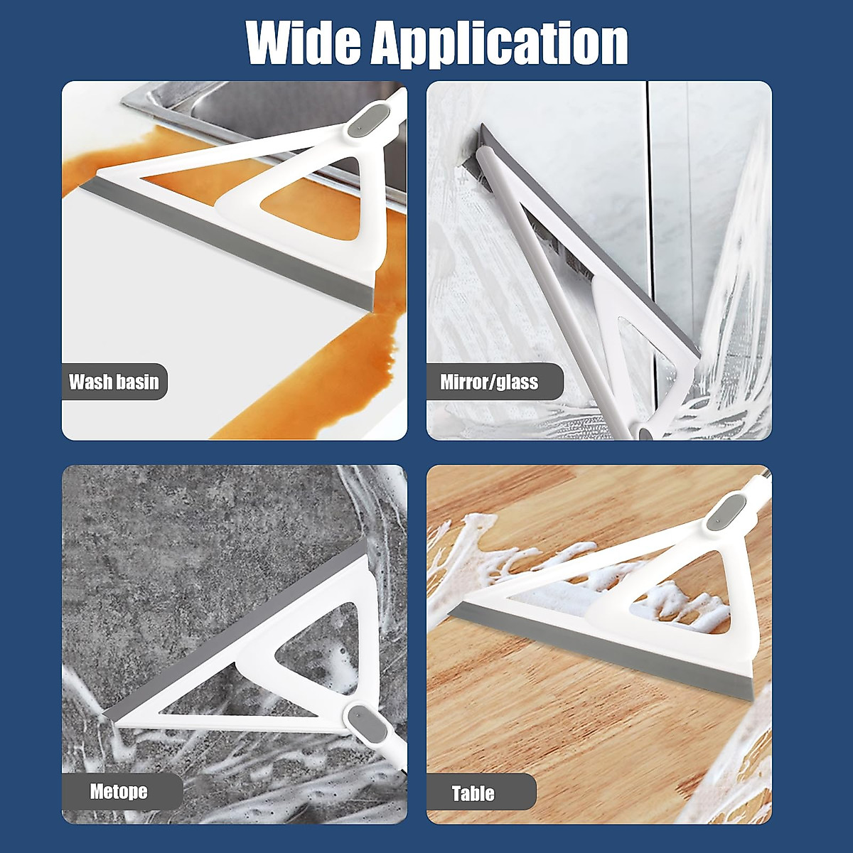 XXFLOWER Multifunction Silicone Broom，Squeegee Broom Sweeping Water and Pet Hair，Rubber Magic Broom Sweeper for Floor Bathroom Kitchen Shower，Rugs，Glass Windows（White）