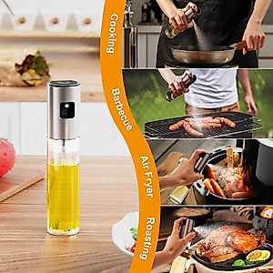 Kinkota Stainless Steel Olive Oil Dispenser Bottle and Sprayer Set, 17 OZ, 500 ML, 2 Count, Kitchen, Cooking