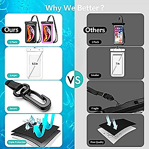 newppon Waterproof Cell Phone Pouch : 2 Pack Universal Floating Dry Bag Holder for Android Samsung Galaxy S22 Ultra 5G S21 S20 FE S10 S10E C10 S9 Note 20 10 Edge Plus A72 A52 A03 Core M32 for Beach