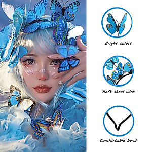 XINXIYAN Butterfly Headband for Women Girls Adult Butterfly Antenna Headband Mardi Gras Headpiece Halloween Fairy Costume Fascinators for Women Party Favors