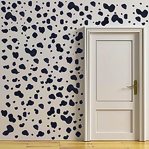 Wusteg 368Pcs Cow Print Stickers Self-Adhesive Wall Decals Removable Cartoon Spot Pattern Vinyl Art Decal Decor for Bedroom Living Room Nursery Decor, 11.4 x 8.26 Inch