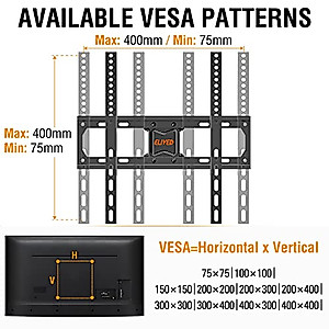 ELIVED TV Wall Mount Full Motion Premium with Swivel and Tilt for Most 26-65 Inch Flat Curved Screen TVs, TV Mount Bracket with Dual Articulating Arms Supports TV up to 99 lbs Max VESA 400x400