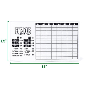 Brybelly Farkle Scorecards – Set of 75 Replacement Score Sheets for Farkle Dice Games for Up to 8 Players