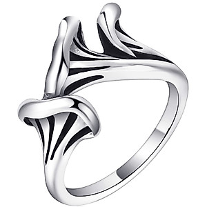 Jude Jewelers Retro Vintage Stainless Steel Triple Mushroom Style Wedding Statement Anniversary Cocktail Party Ring (Silver, 7)