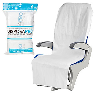 Disposable Airplane and Public Seat Covers (6 pack) - Individually Wrapped Travel Ready Protector Covers seats in Planes, Restaurants, Public Transportation, and More! - Fits Snugly Over ANY Seat