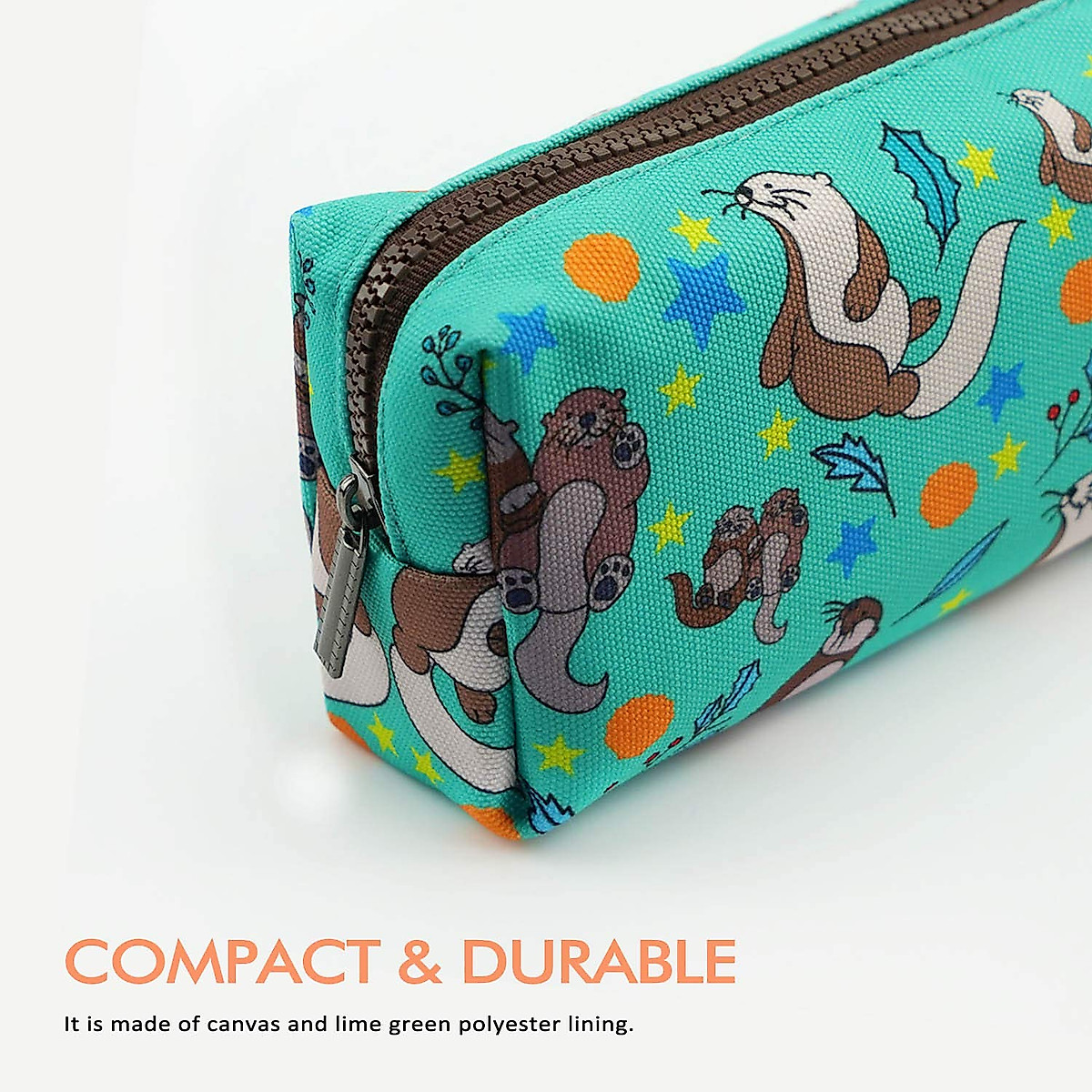 LParkin Otters Pencil Case Canvas Pen Bag Pouch Cute Stationary Case Makeup Cosmetic Bag Gadget Box