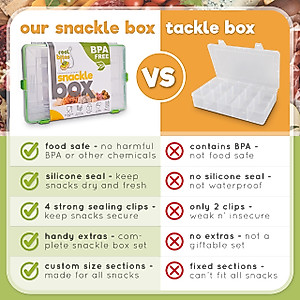 Reel Bites Snackle Box Container for Travel Snack Container - Snackel Box Snack Box Container Snack Tray with Lid Snack Tackle Box for Snacks - Snacklebox Snackle Box Charcuterie Container (Large)