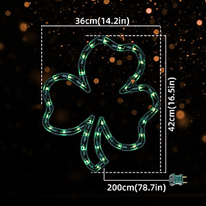 LAMPHOME 35L 16.5'' Pre-Lit Green St.Patrick's Day Irish Shamrock Window Silhouette Decoration