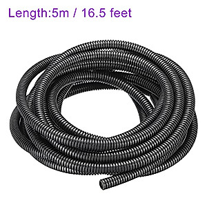 DMiotech 10mmx8mmx5m Plastic Non-Split Corrugated Tubing Indoor Outdoor Cord Management for Wrap Tidy Office Garden