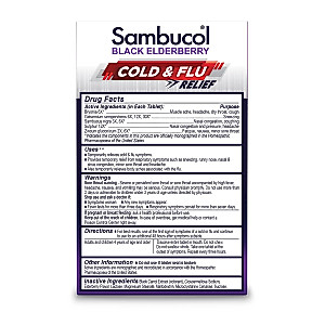 Sambucol Cold and Flu Relief Tablets - Homeopathic Cold Medicine, Cold Remedy for Adults, Black Elderberry for Colds, Zinc Cold Remedy - 30 Count