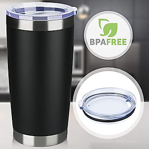 MEWAY 20oz Tumbler Cup Double Wall Vacuum Insulated Travel Mug Bulk, Stainless Steel Tumblers with Lid and Straw, Durable Powder Coated Coffee Cups for Cold & Hot Drinks (Black, 1)