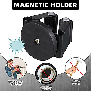 Vercraft 4 Pcs Magnetic Mop Broom Holder Movable Magnetic Broom Holder Rack, Magnetic Holder Anti Slip Wall Mounted Utility for Cleaning Tools, Garage, Kitchen, Laundry, Garden (Black)