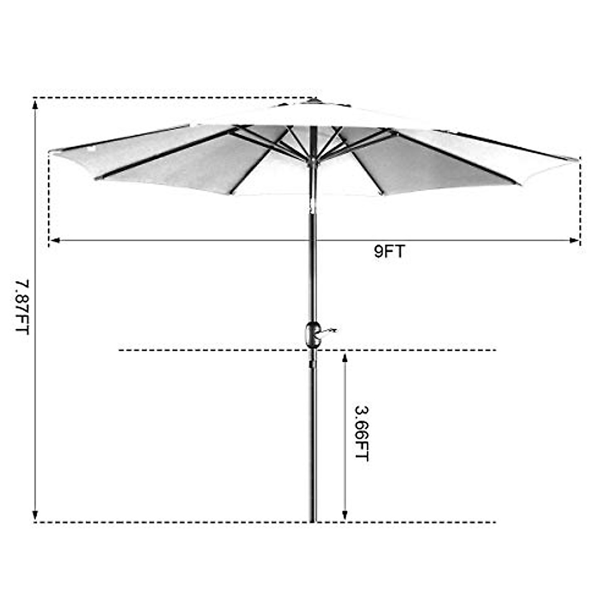 Villacera 9-Foot Patio Umbrella - Easy Crank Outdoor Table Umbrella with Steel Ribs and Aluminum Pole for Deck, Porch, Backyard, or Pool (Red)
