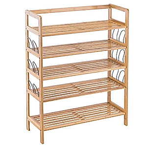 YOUDENOVA Bamboo Shoe Rack,5 Tier Wooden Shoe Shelf Storage Organizer,Perfect for Entryway,Hallway,Closet or Living Room (Natural Bamboo)