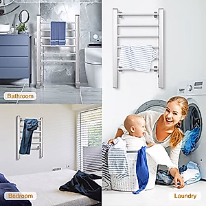 DAILYLIFE Towel Warmer 2-in-1, 6 Bars Heated Towel Rack Freestanding & Wall Mounted, Aluminum Frame for Bathroom