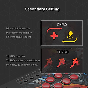 PXN X8 Street Fighter Stick Arcade Joystick, Mechanical Buttons, Keyboard-Style Direction Keys, Turbo Functions, Switchable Joystick Modes, Suitable for PS3 / PS4 / Nintendo Switch / PC Windows