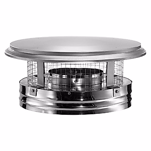 DuraVent DuraPlus 8 Inch Stainless Steel Round Chimney Cap with Triple Wall Design, Spark Arrestor Screen and Removable Screws, Silver