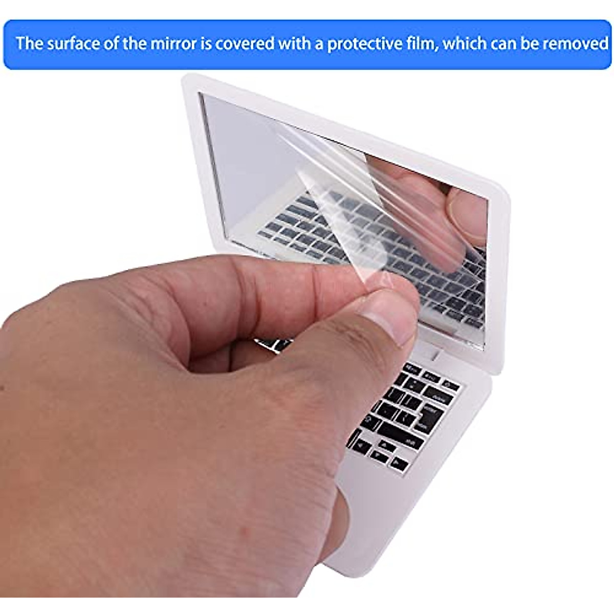 ebuddy Mini Dollhouse Toy Cat Laptop Tiny Fake Computer Mirror for Cat (White)