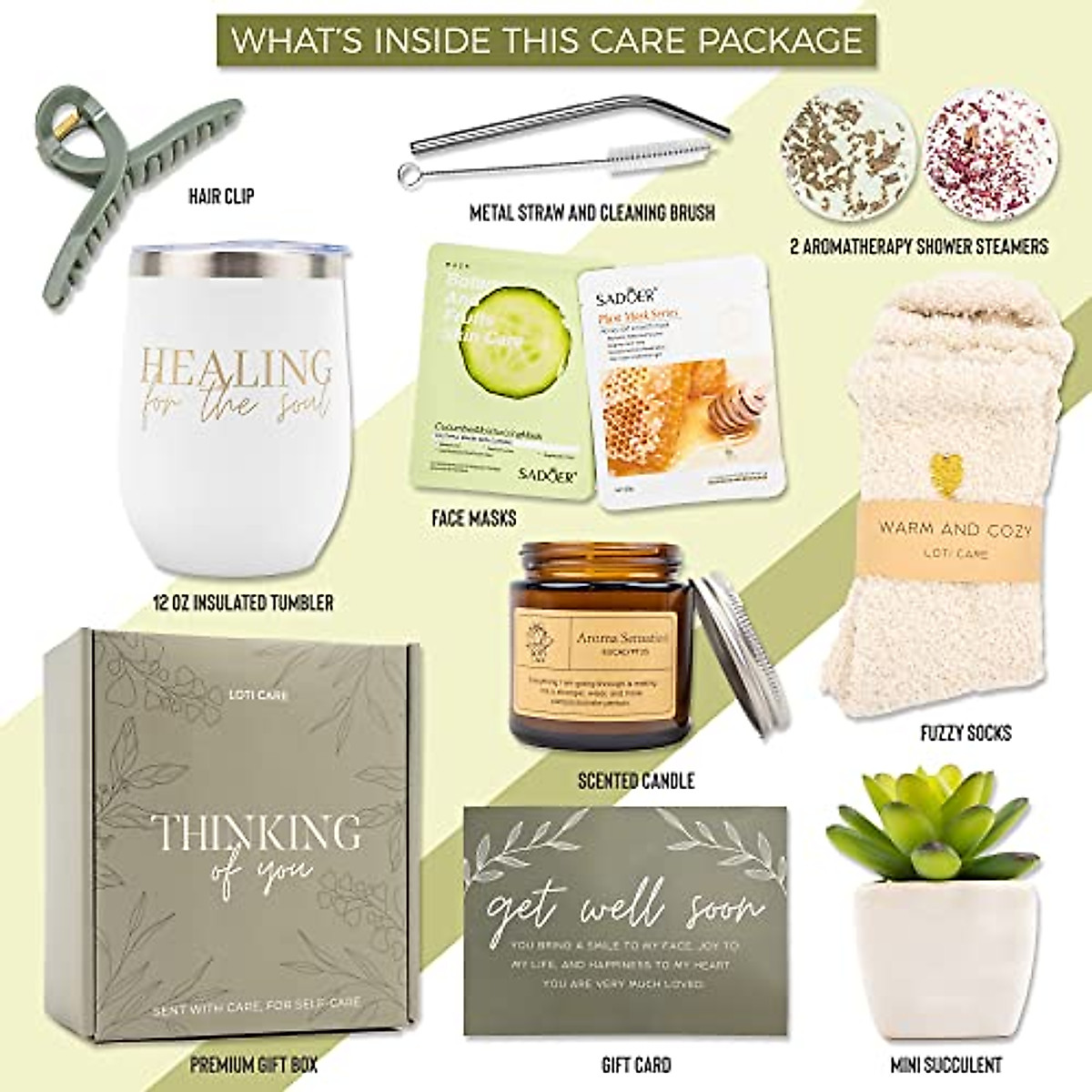 Get Well Soon Gifts for Women, Thinking of You Care Package for Women, Get Well Soon Gift Basket For Sick Friend After Surgery Gifts Feel Better Gifts For Women Self-Care Gifts With Tumbler, Face mask