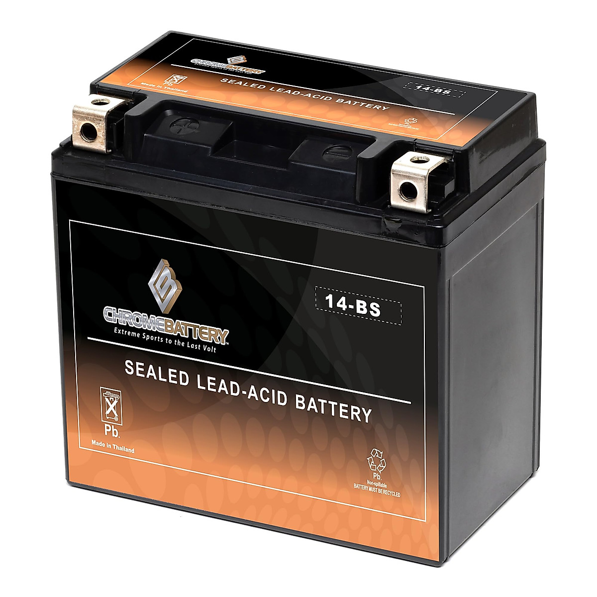 Chrome Battery YTX14-BS ATV Battery- Rechargeable, Factory sealed, Replacement for Honda TRX 500 420 450 350 300 Rubicon Foreman Rancher