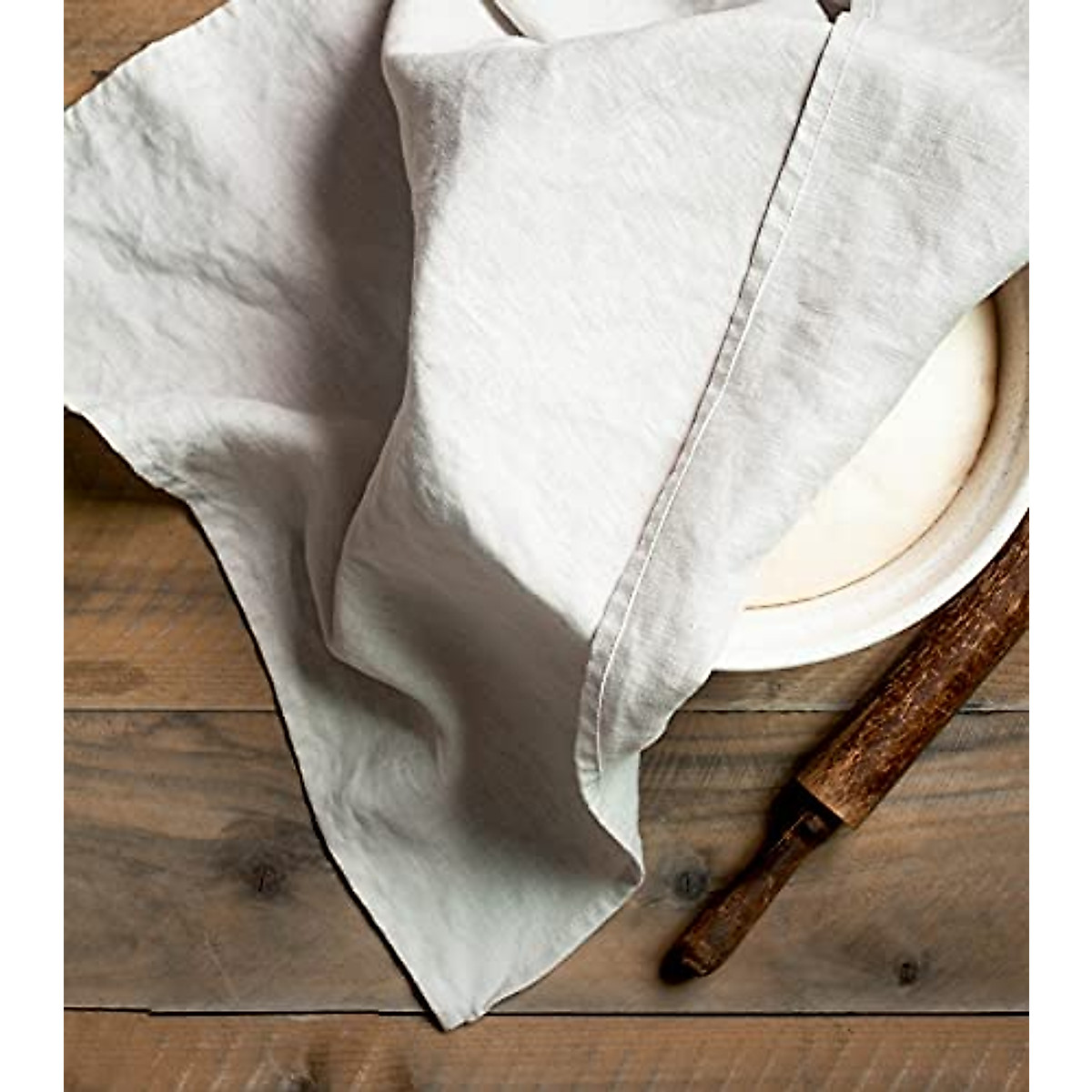 LK PureLife 100% Pure Flax Linen Kitchen Towels-20x27 Inch-Stonewashed Flax Linen-Extra Soft Quick Dry for Tea Towels Dish Towels Hand Towels-Set of 2-Natural