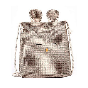 BCDshop Small Shoulder Bag for Women Girl Lovely Burlap Animal Ears Crossbody Bags Purse (Khaki)
