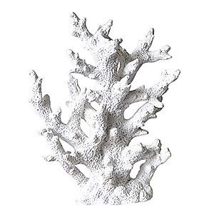 Artificial Coral Ornament Underwater Sea Plants Decorations Craft Resin Aquarium Plants Coral Fish Tank Decorations - White