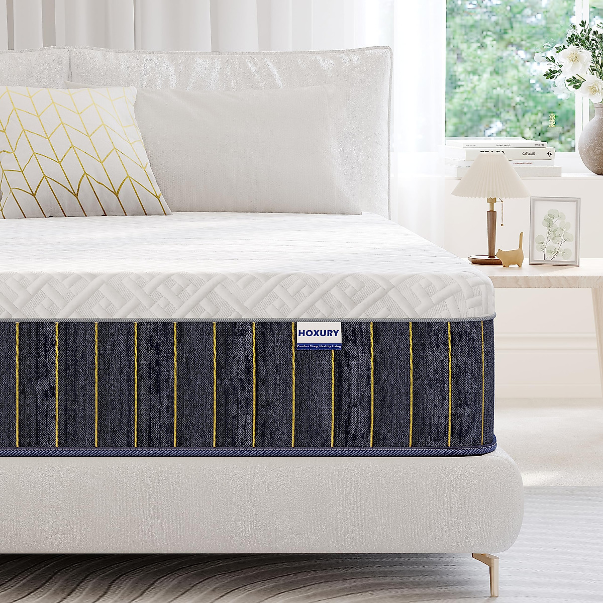 HOXURY Queen Mattresses, 8 Inch Hybrid Mattress Queen Size, Memory Foam & Individually Wrapped Pocket Coils Innerspring Mattress in a Box, Pressure Relief & Cooler Sleeping