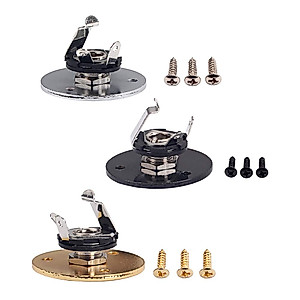 Round 1/4 Inch 6.35mm Guitar Jack Plug Socket Guitar Pickup Output Input Jack Plug with Jack Plate Screws for Electric Guitar Bass (Silver)