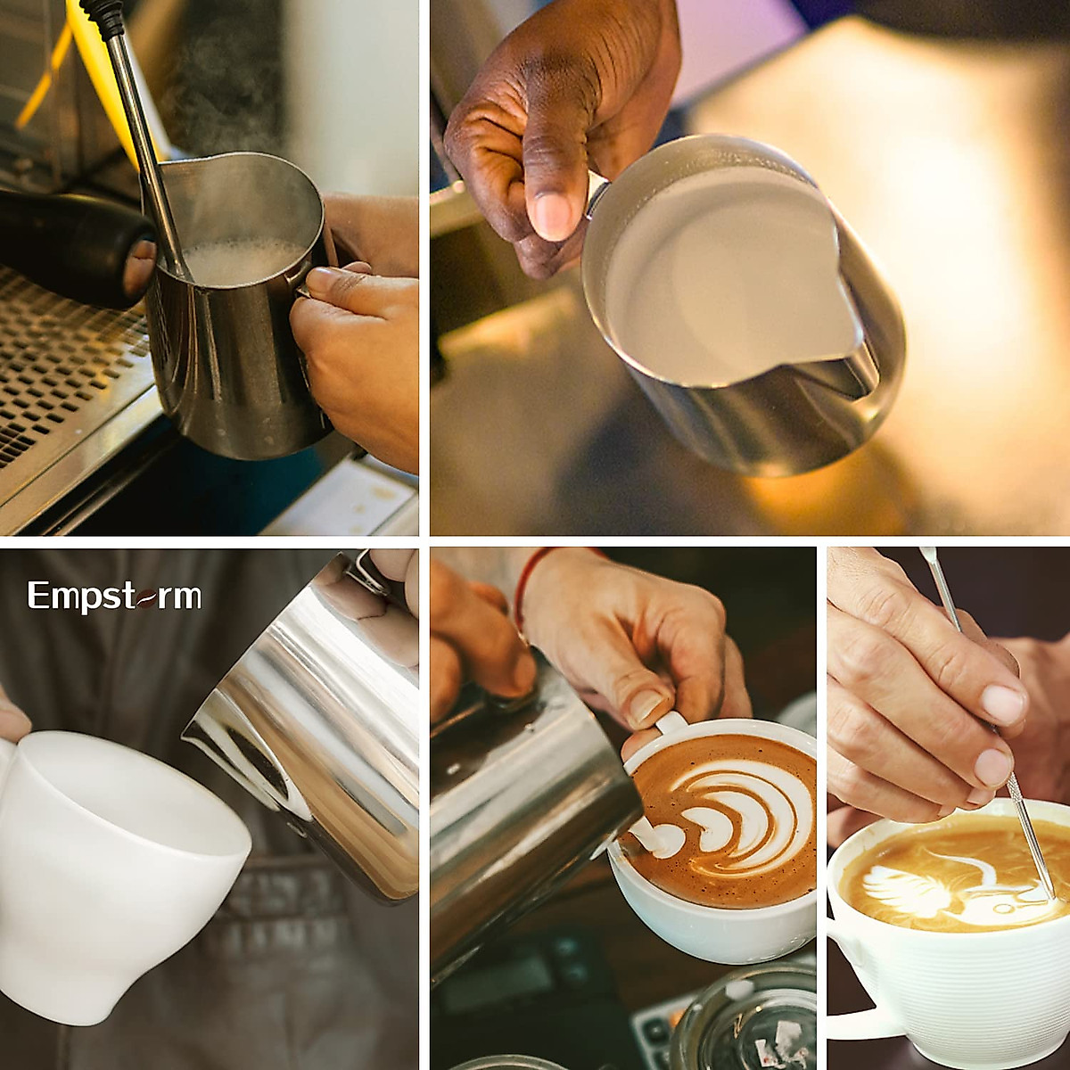 Empstorm Espresso Machine 20 Bar, 3 in 1 Espresso Maker with Milk Frother Steam Wand for Latte & Cappuccino - Espresso Accessories Stainless Steel Milk Frothing Pitcher 12 Oz with Decorating Pen