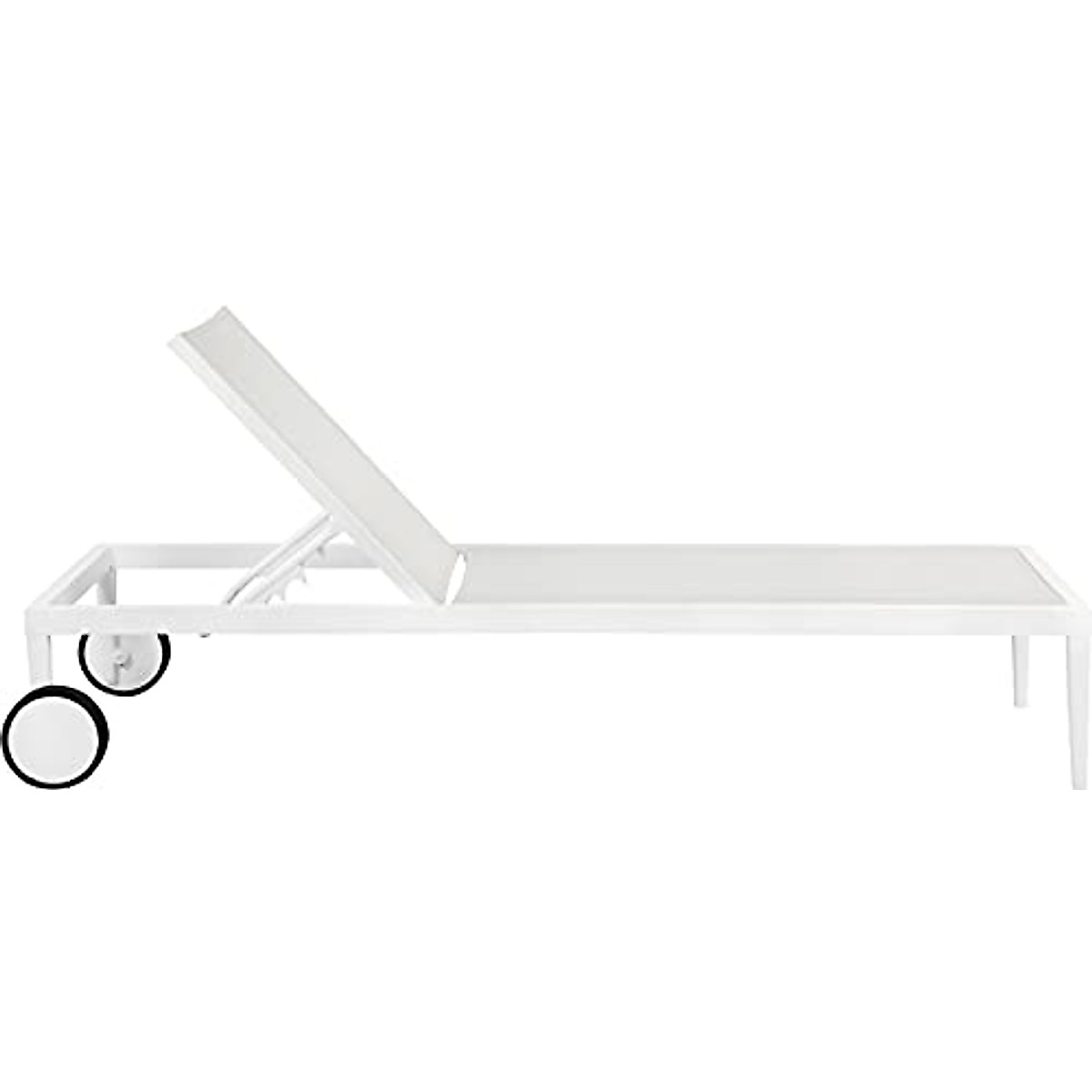 Meridian Furniture 373White Nizuc Collection Modern | Contemporary Resilient Mesh Water Resisting Fabric Upholstered Outdoor Patio Adjustable Sun Lounge Chair, 80.5" W x 29" D x 13.5" H, White