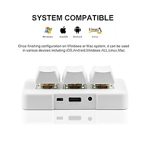 PCsensor 3-Key Mini Keypad 2.4G Wireless USB 2 in 1 Mechanical Gaming Keyboard Hot Key Customized Program with RGB Led for Gaming OSU Office Work