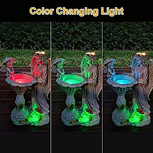 Voveexy Angel Garden Statue, Solar Garden Figurine with Color Changing Light Outdoor Décor Resin Frog Sculpture Lawn Ornament Waterproof Yard Art for Patio Lawn Yard Housewarming Garden Gift